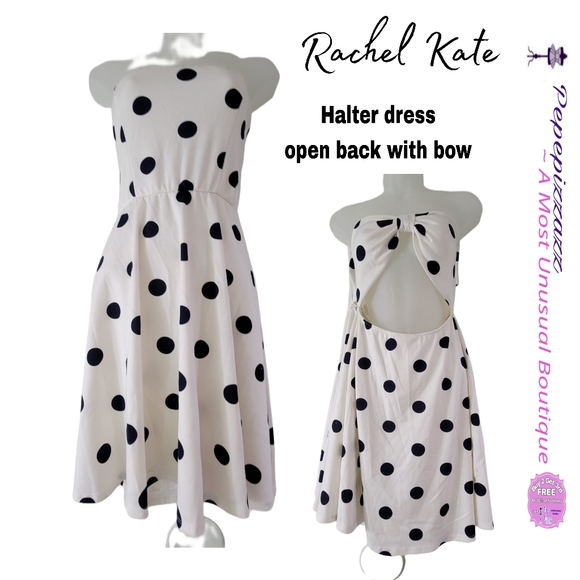 Rachel Kate | Dresses | Rachel Kate Halter Polka Dot Dress With Open ...